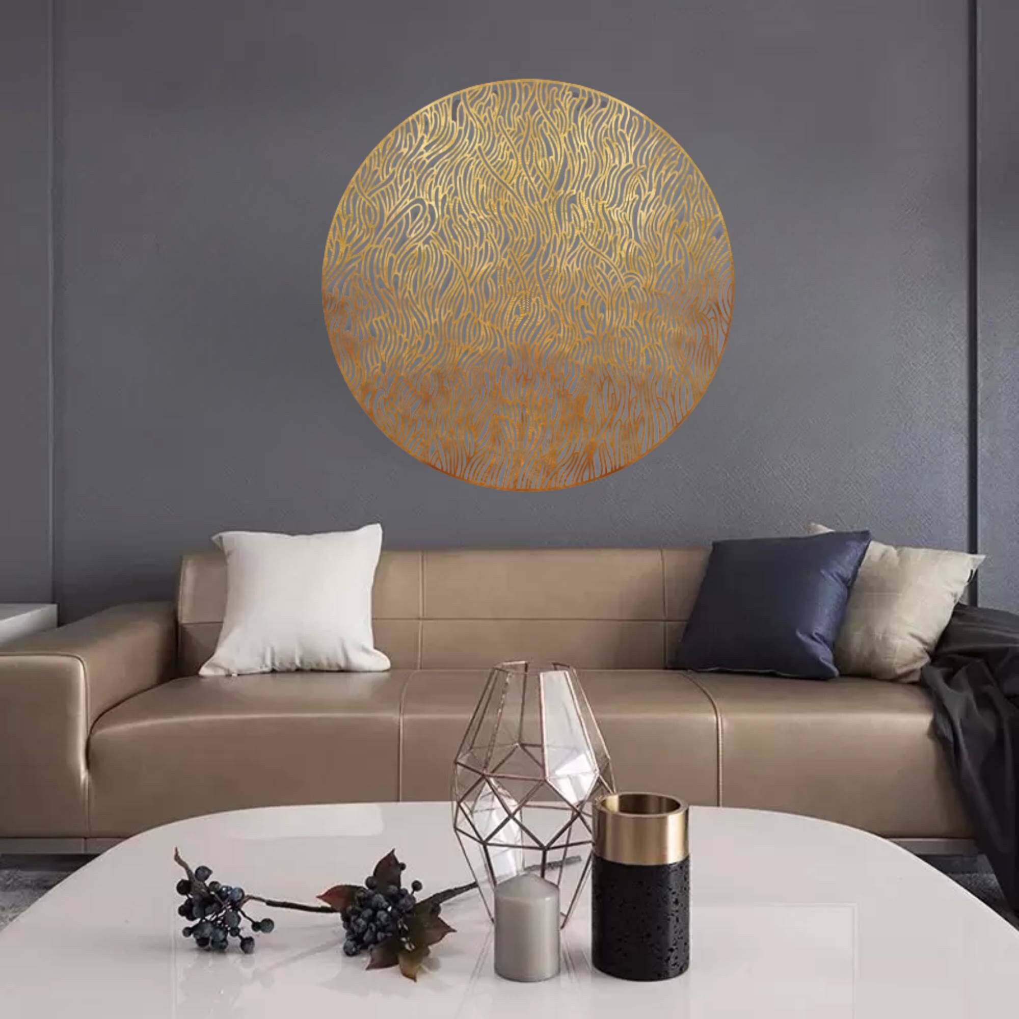 Life 3 Large Circular Gold Metal Wall Hanging,weatherproof Outdoor Wall ...