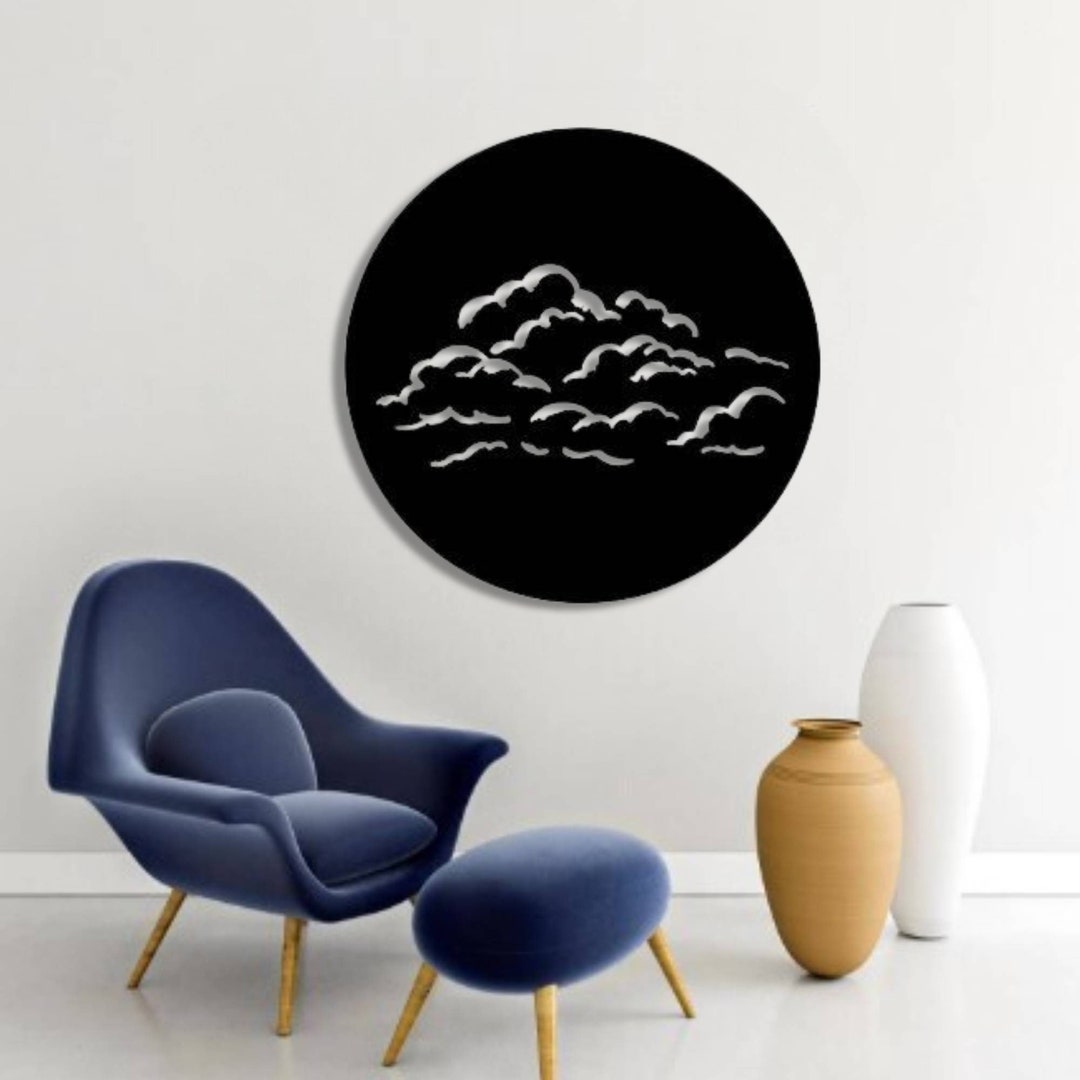 Circular Metal Clouds Wall Art With Led Light,metal Clouds Wall Decor ...