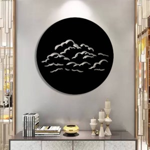 Circular Metal Clouds Wall Art With Led Light,metal Clouds Wall Decor ...