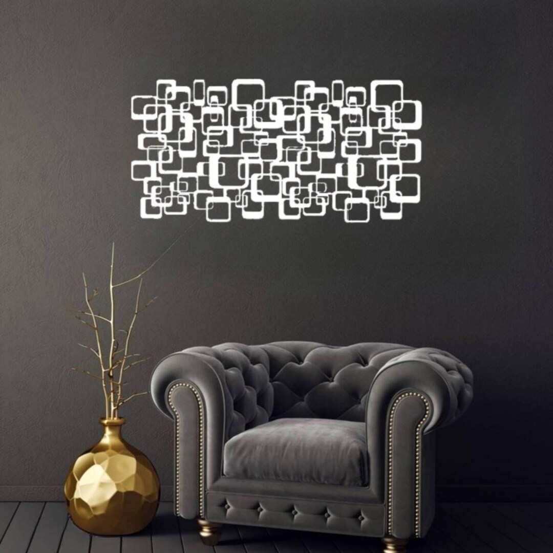 Geometric Horizontal White Metal Wall Art,white Metal Wall Hanging ...