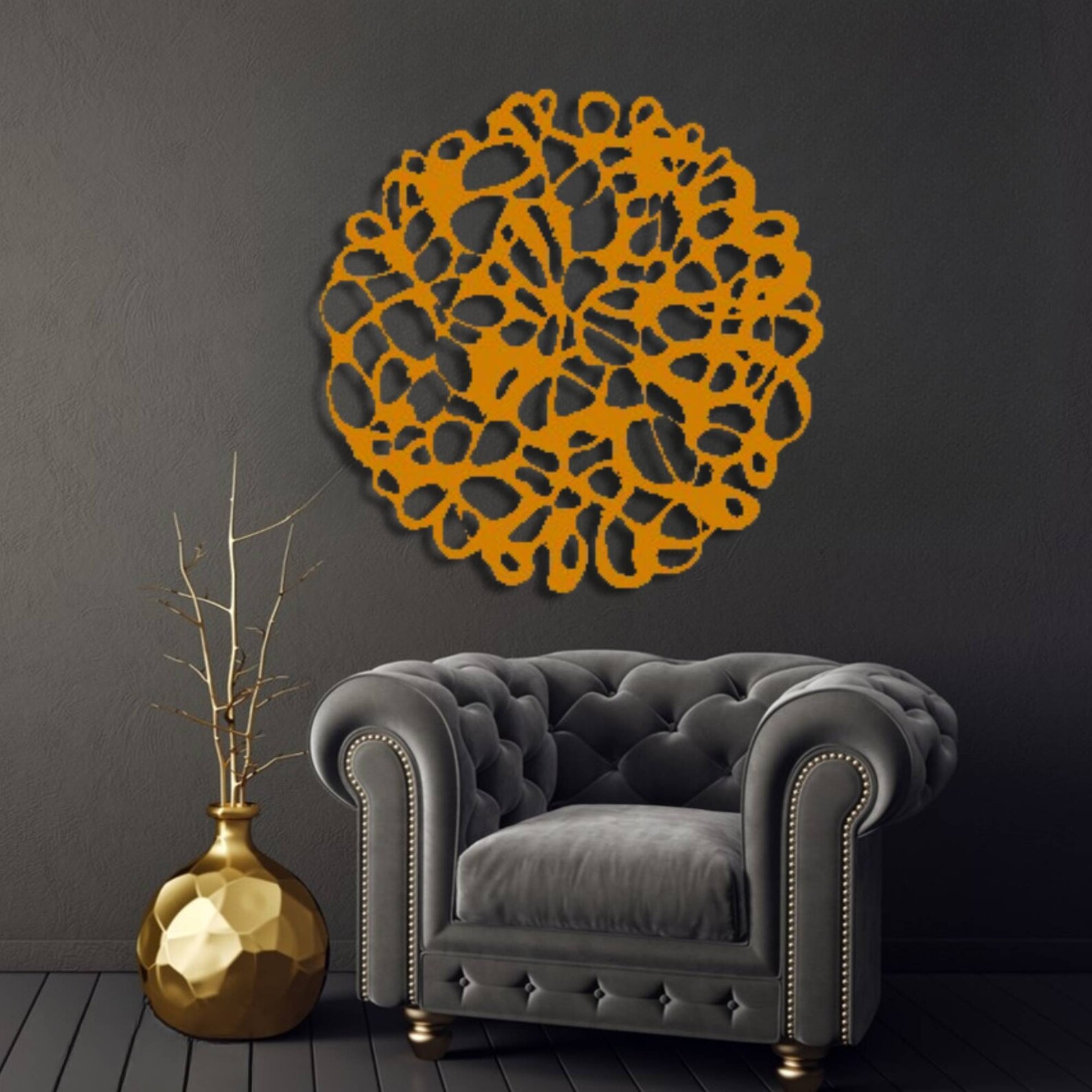 Circular Metal Storm Sign Wall Art, Metal Sketch Sign for Wall ...