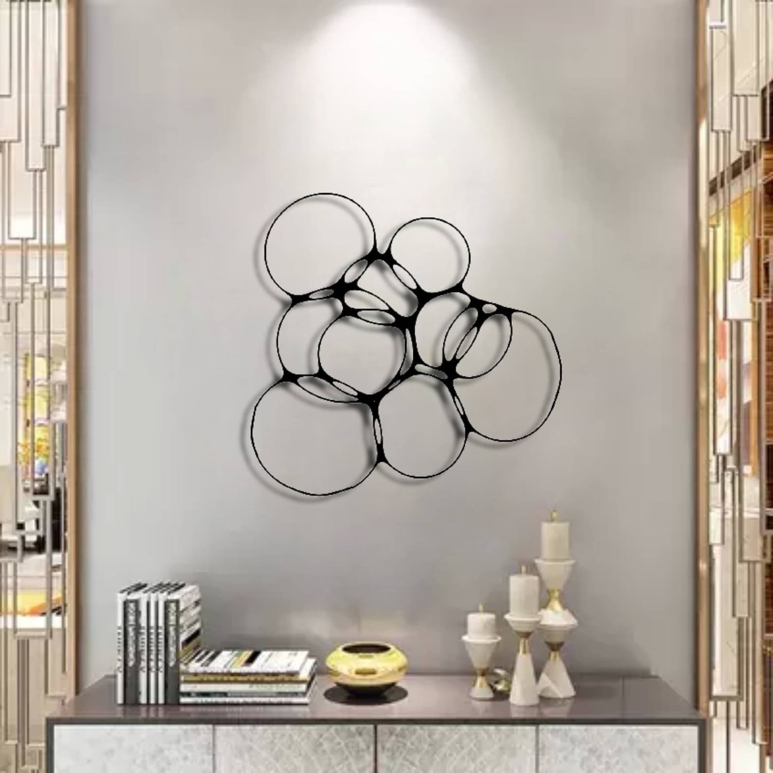 Matte Black Abstract Bubbles Metal Wall Art, Metal Bubles Sign for Wall ...