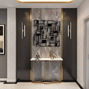 Set of Two Metal Minimalist Wall Art, Metal Geometric Sign for Wall, 2d ...