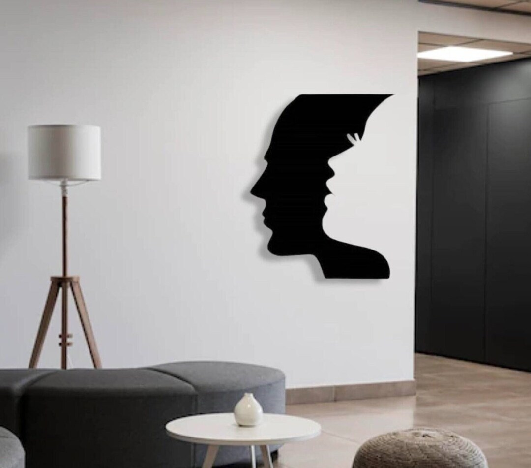 Face Metal Wall Art, Metal Abstract Surrealist Face Sign for Wall , 2d ...