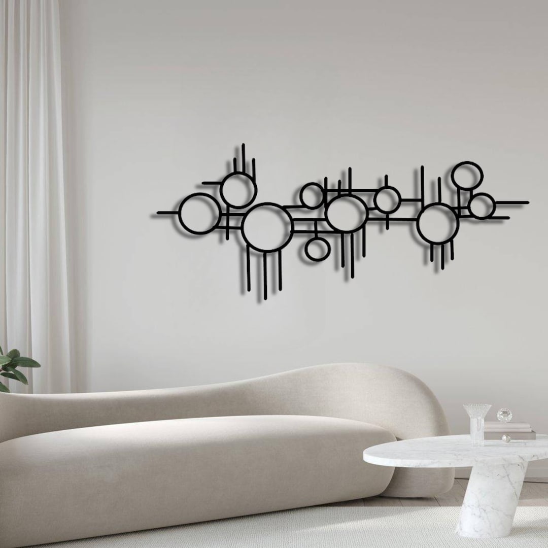 Geometric Black Metal Laser Cut Wall Hanging,abstract Black Metal Wall ...