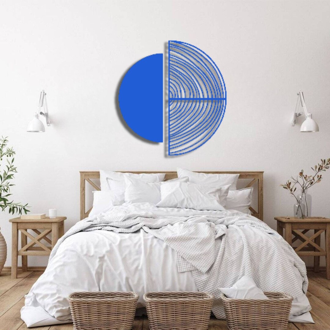 Set of 2 Geometric Metal Wall Art, 2 Minimalist Frames Wall Hanging, 2 ...