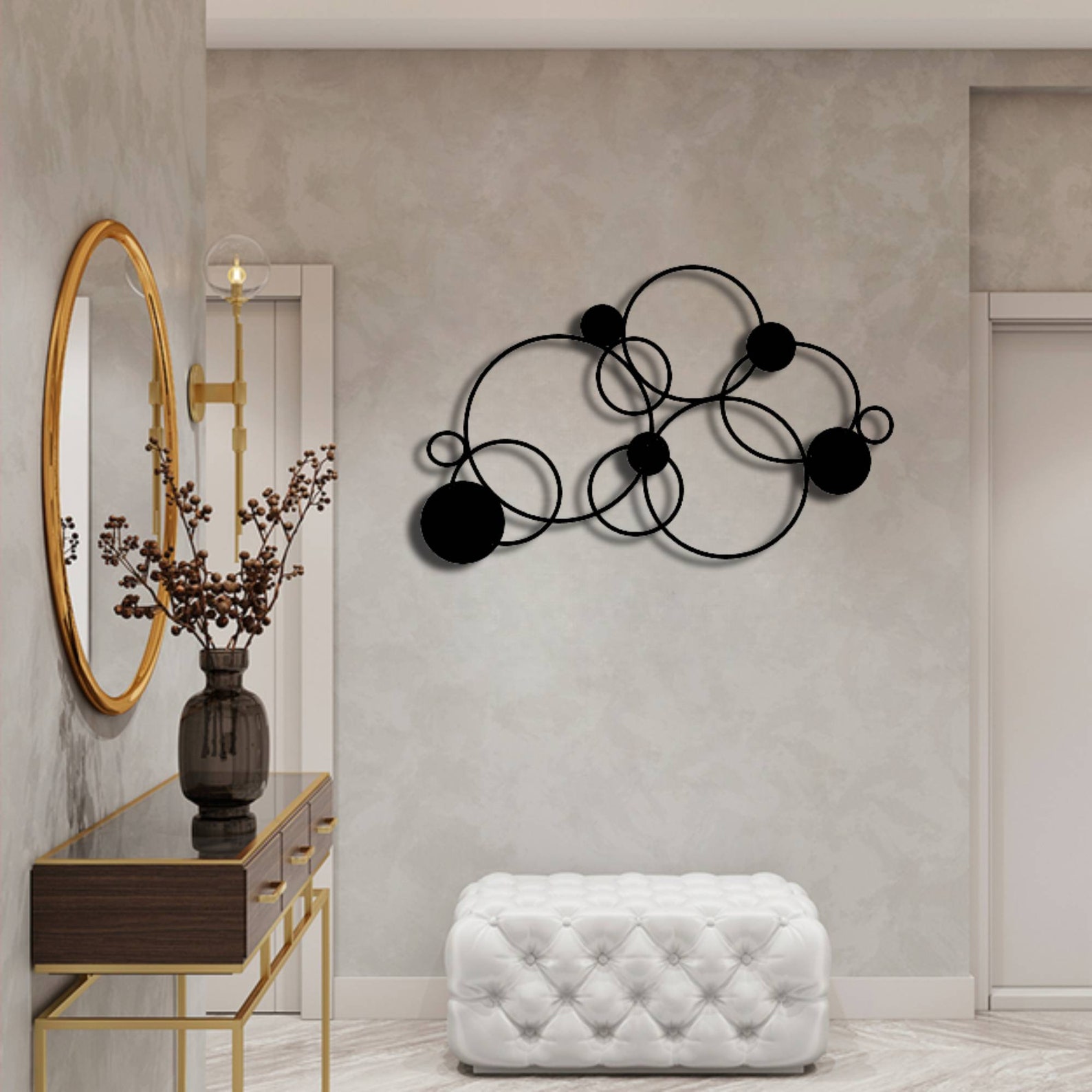 Matte Black Abstract Bubbles Metal Wall Art, Metal Bubles Sign for Wall ...
