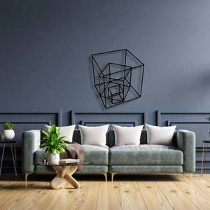 Cube in Cube Metal Wall Art, Geometric Metal Wall Art, 3d Cube Metal ...