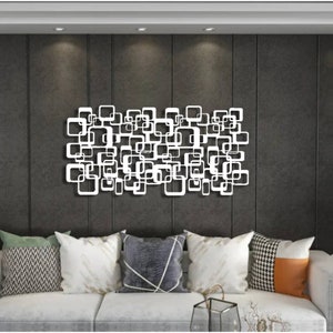 Geometric Horizontal White Metal Wall Art,white Metal Wall Hanging ...