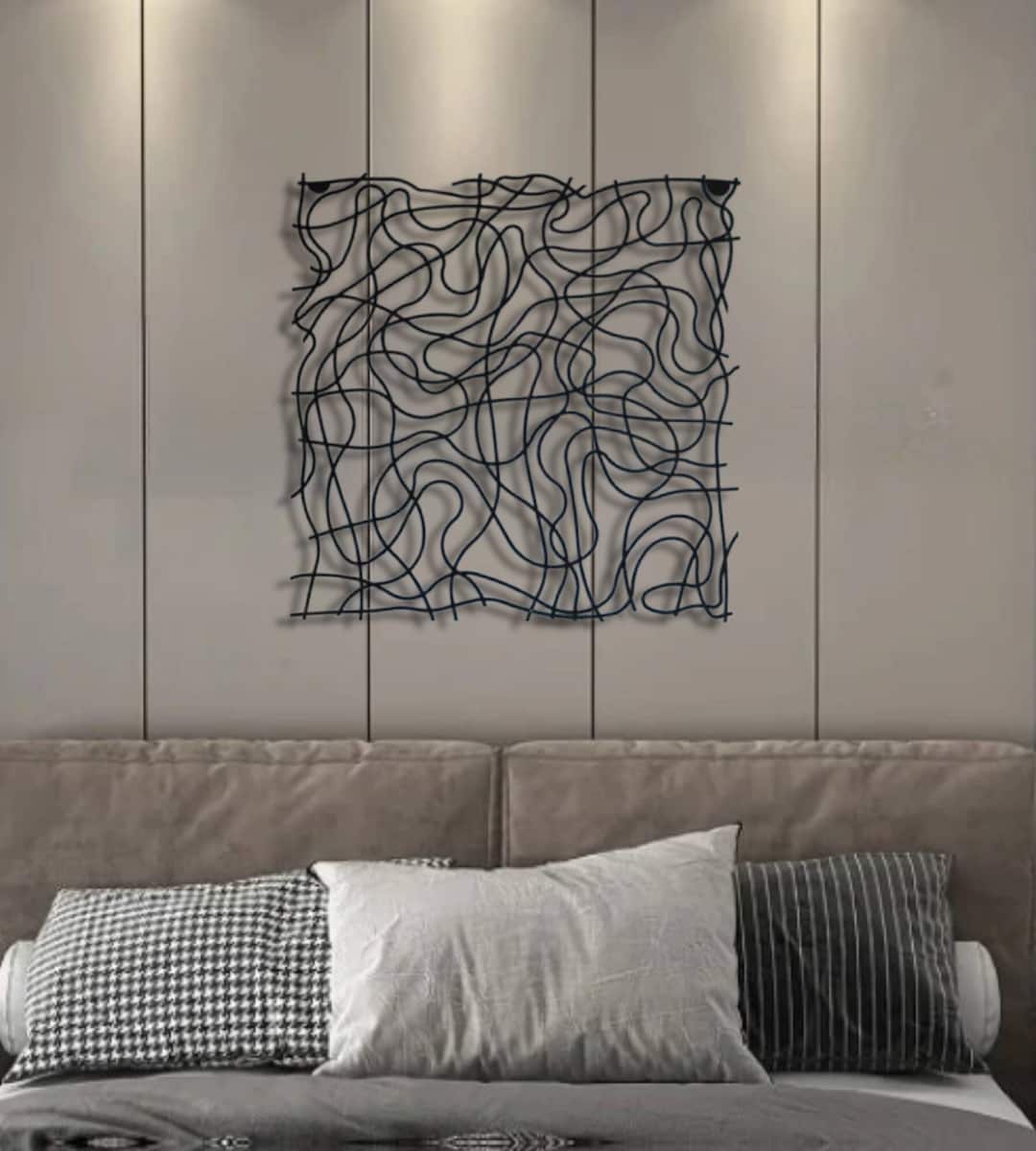 Abstract Metal Wall Art, Metal Geometric Sign for Wall Decor, Square ...