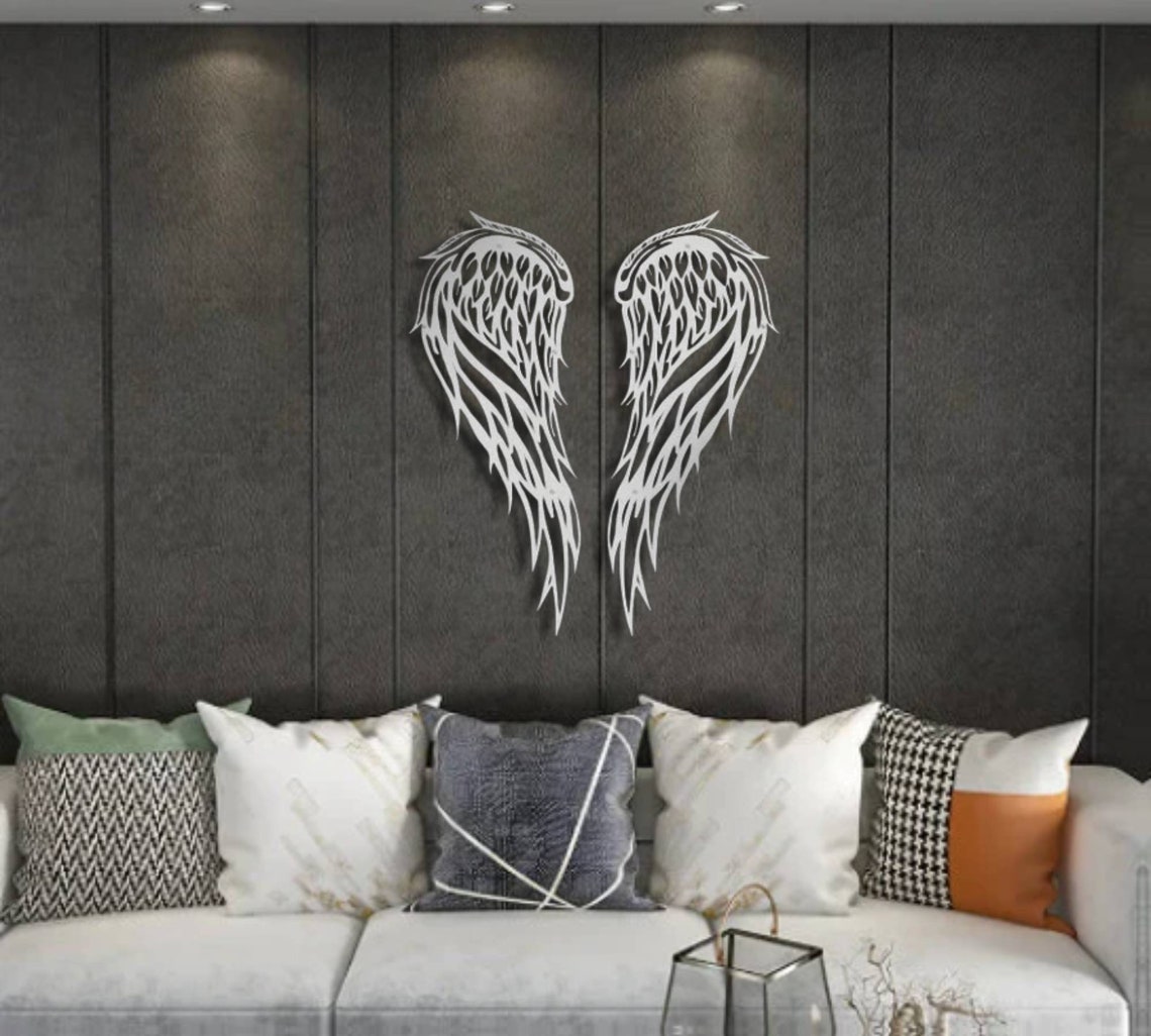 Large Angel Wings Metal Wall Art, Large Angel Wings Wall Hanging, Angel ...