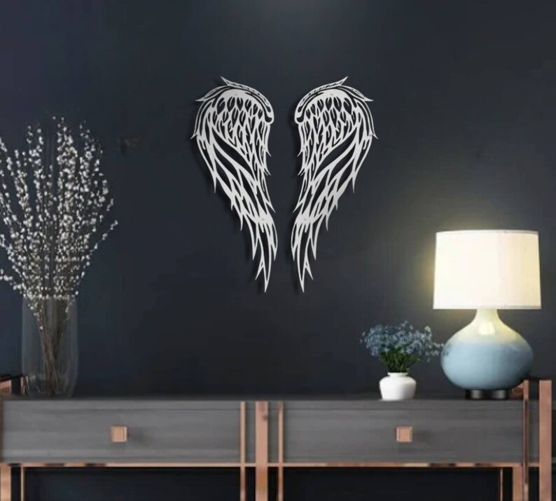 Large Angel Wings Metal Wall Art, Large Angel Wings Wall Hanging, Angel ...