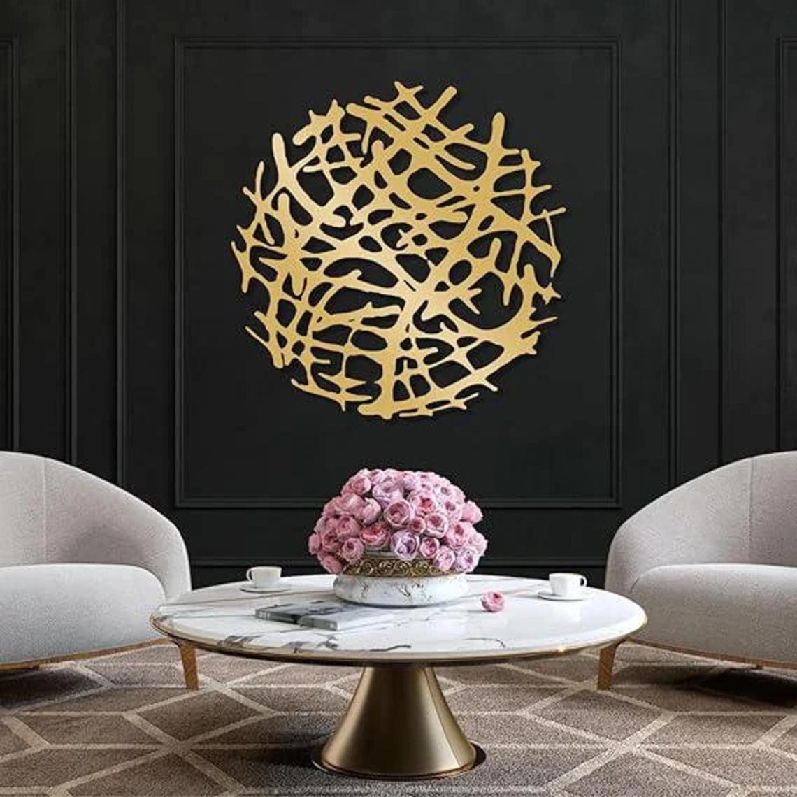 Circular Metal Storm Sign Wall Art,gold Metal Sketch Sign for Wall ...