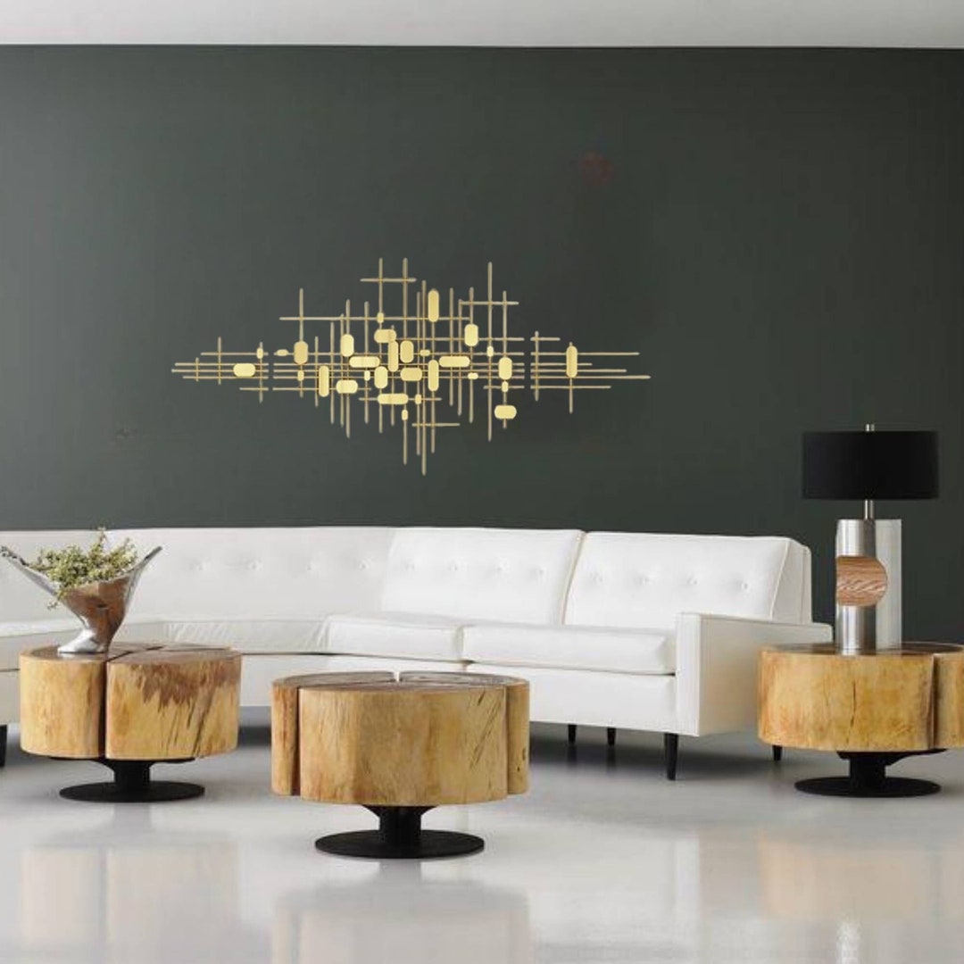 Set of 3 Extra Large Gold Minimalist Metal Wall Decor Over Bed,3 Pcs of ...