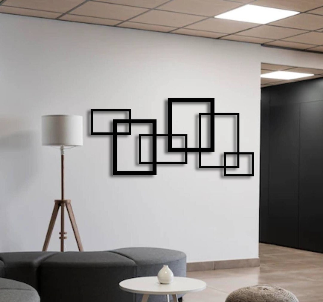 Metal Frame Art for Wall,metal Geometric Wall Hanging, Metal Square in ...