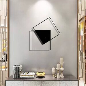 Rectangle Metal Wall Art, Minimalist Living Room Wall Sculpture ...
