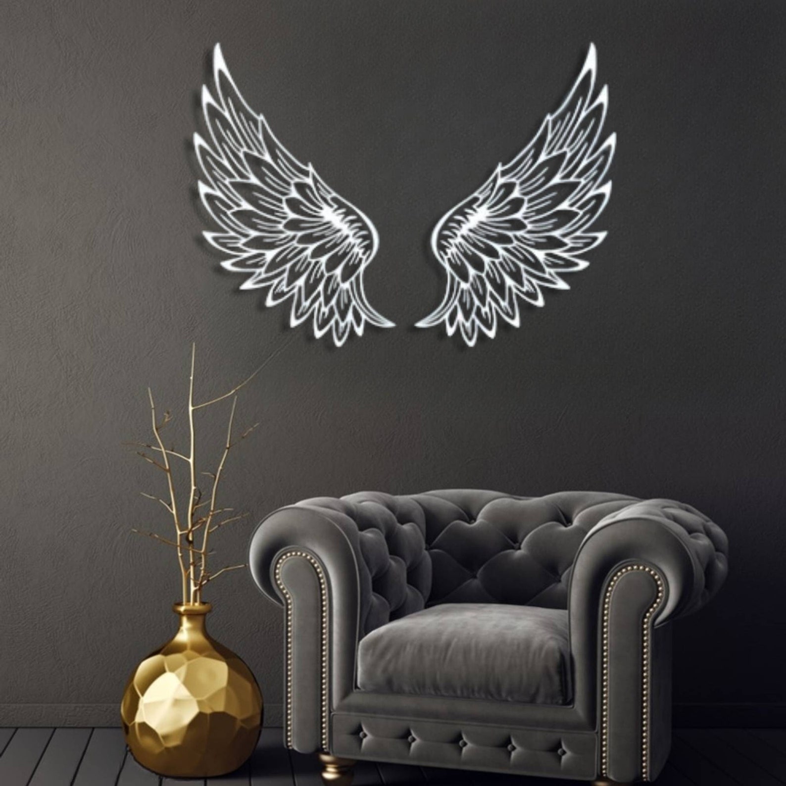 Large Angel Wings Metal Wall Art, Large Angel Wings Wall Hanging,baby ...