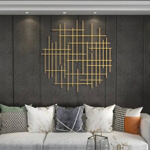 Circular Gold Metal Line Art Wall Hanging,circular Metal Wall Sculpture ...