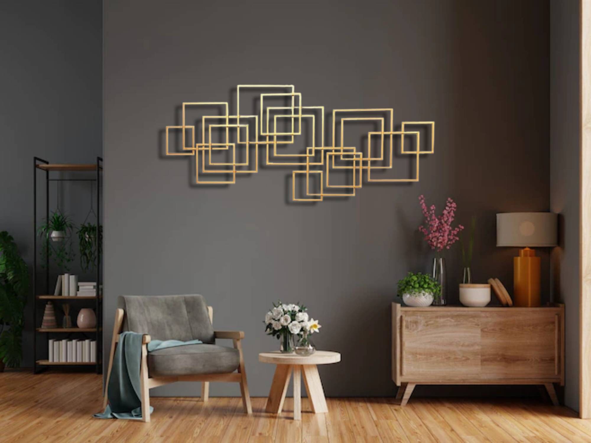 Golden Metal Frame Artwork for Wallmetal Geometric Wall - Etsy