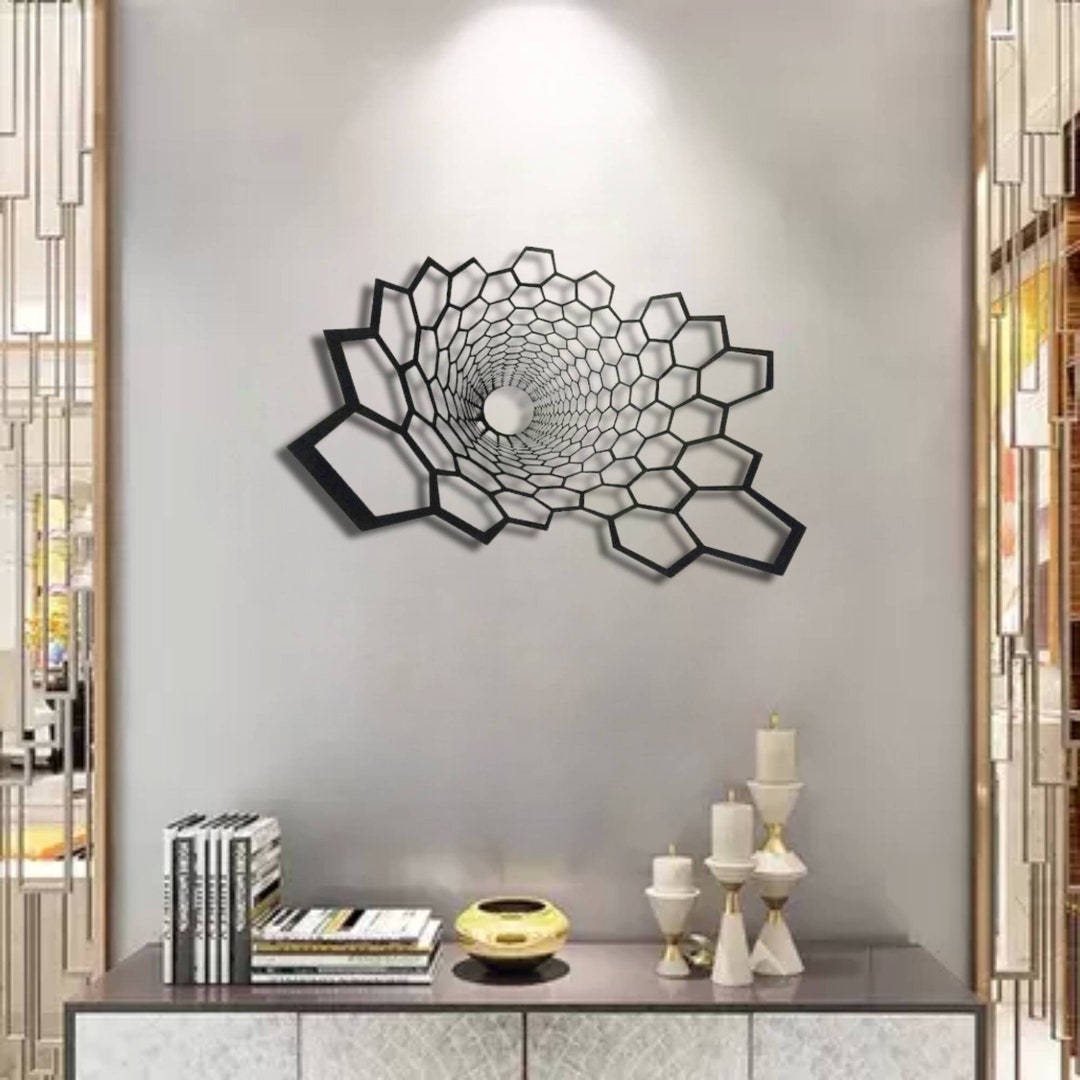 Hexagon Honeycomb Honey Bee Metal Wall Decor,abstract Wall Art,abstract ...