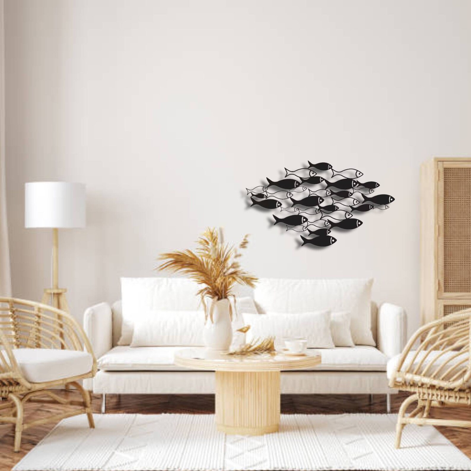Fish Flock Metal Wall Sculpture,metal Fish Flock Sign for Wall Deco ...