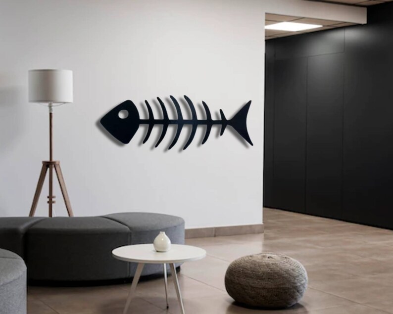 Fishbone Metal Wall Sculpturefishbone Metal Wall Decormetal - Etsy