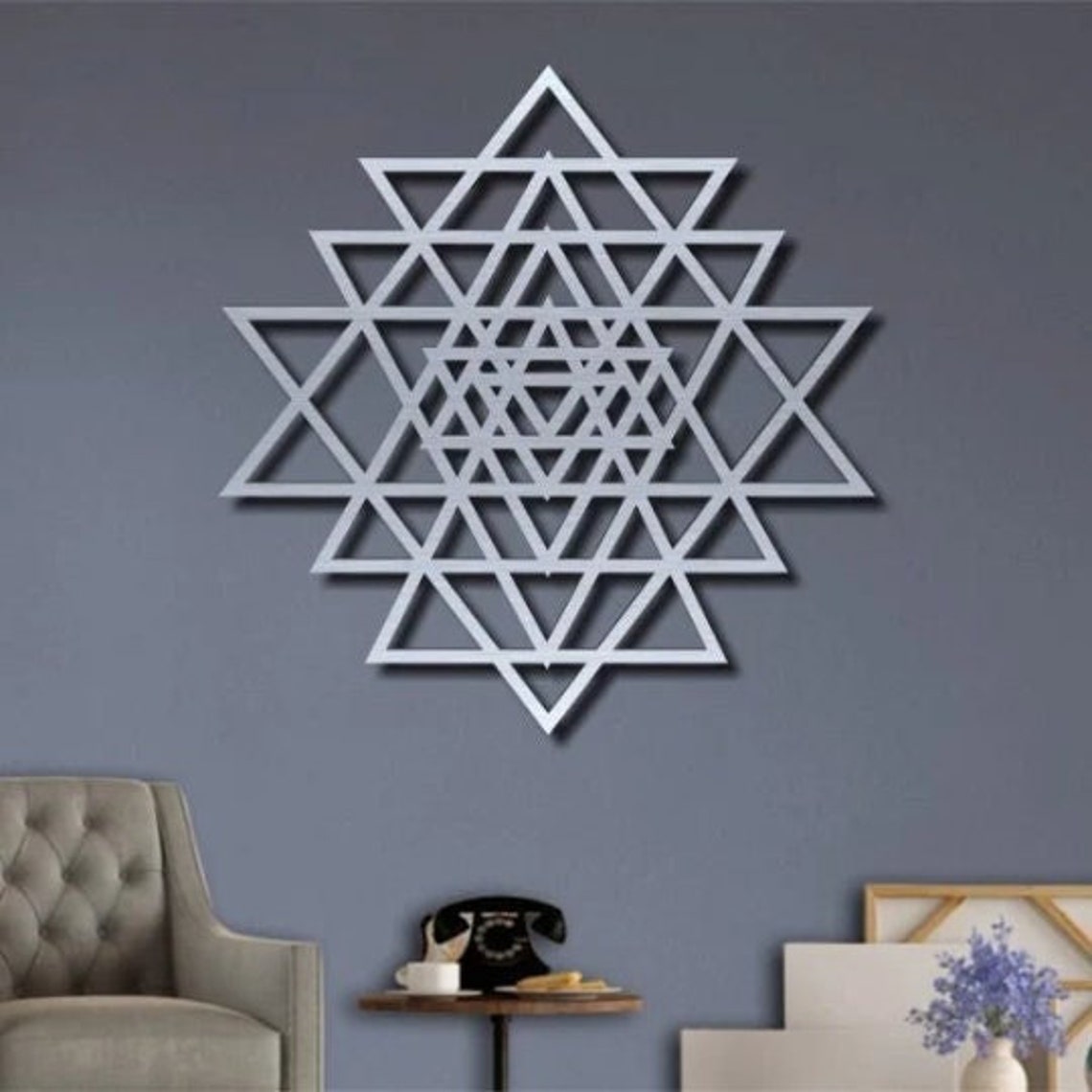 Geometric Metal Wall Art Metal Triangle in Triangle Sign for - Etsy