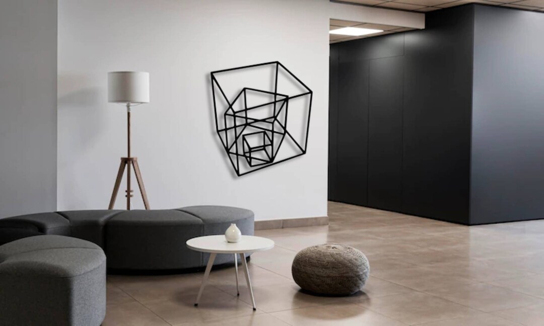Cube in Cube Metal Wall Art, Geometric Metal Wall Art, 3d Cube Metal ...