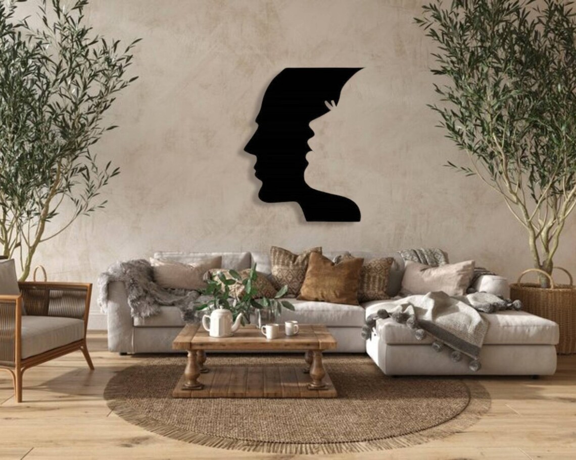 Face Metal Wall Art Metal Abstract Surrealist Face Sign for - Etsy