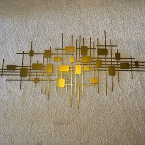 Set of 2 Extra Large Minimalist Gold Metal Wall Decor Over Bed,2 Pcs of ...