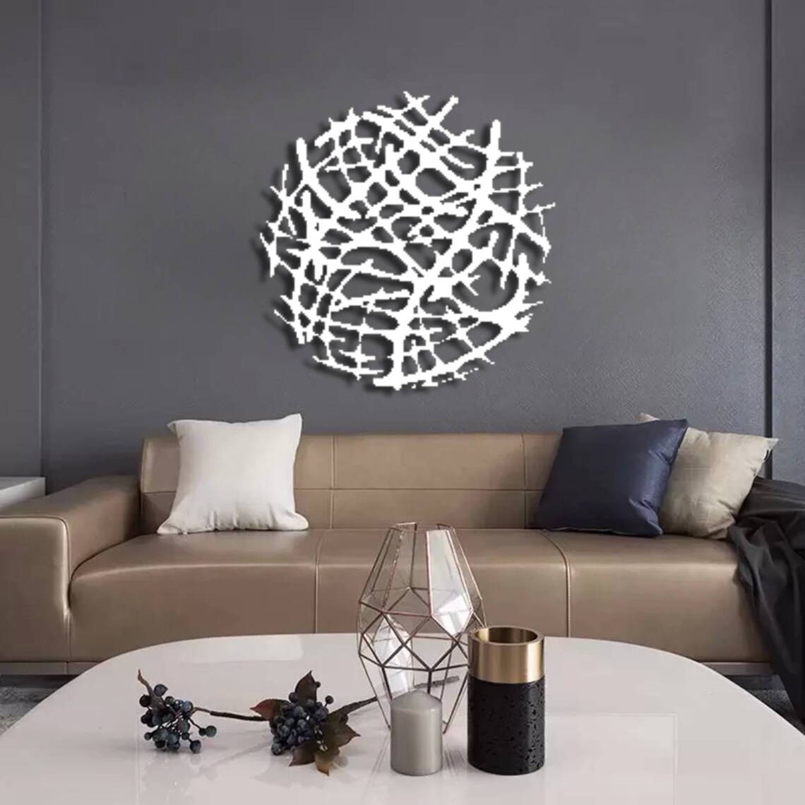 Circular Metal Storm Sign Wall Art,gold Metal Sketch Sign for Wall ...