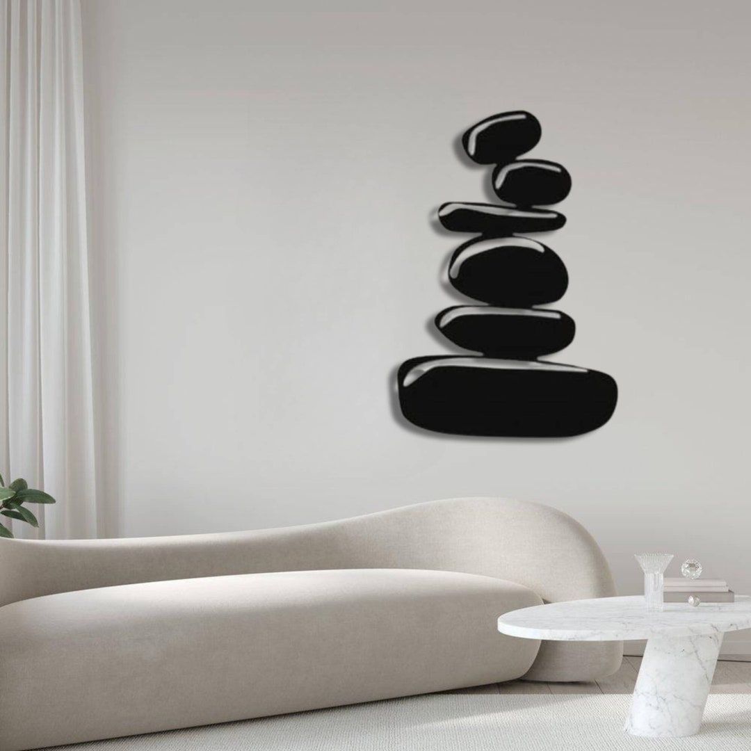 Pebble Sign Black Metal Wall Art,stone Sign Metal Wall Decor,rock Sign ...