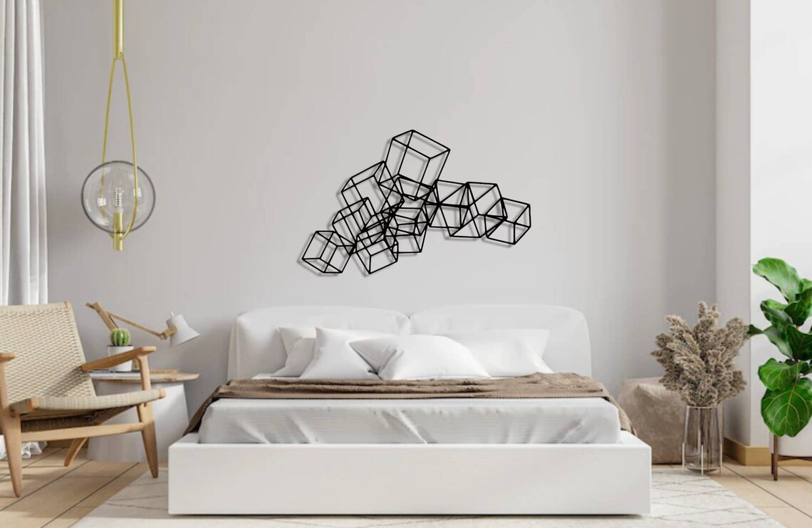 3D Cube in Cube Metal Wall Art Geometric Metal Wall Art 3d | Etsy