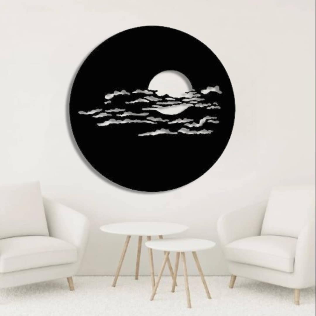 Metal Sunrise Wall Decor Lighted,metal Sun and Clouds Wall Decor With ...