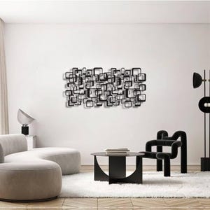 Geometric Horizontal White Metal Wall Art,white Metal Wall Hanging ...