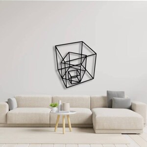 Cube in Cube Metal Wall Art, Geometric Metal Wall Art, 3d Cube Metal ...