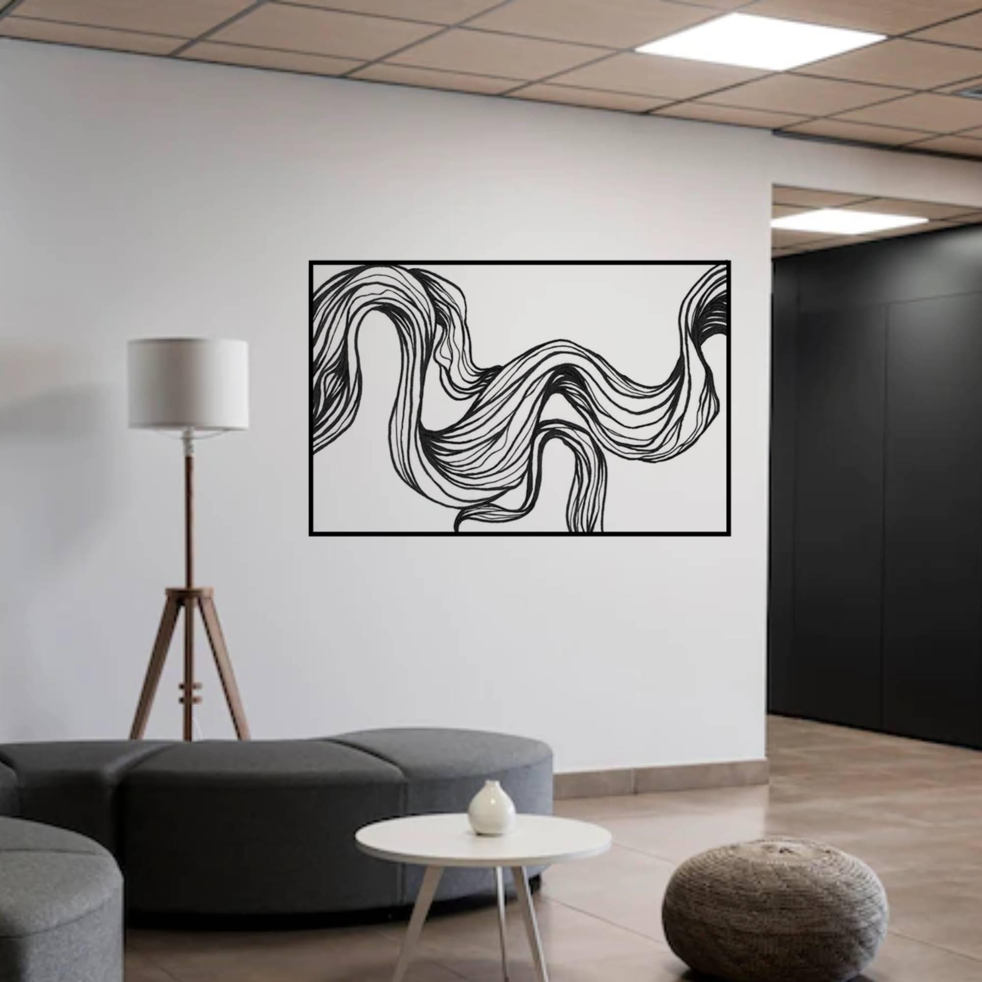 Black Metal Abstract Wall Sign,large Modern Metal Wall Art for Bedroom ...