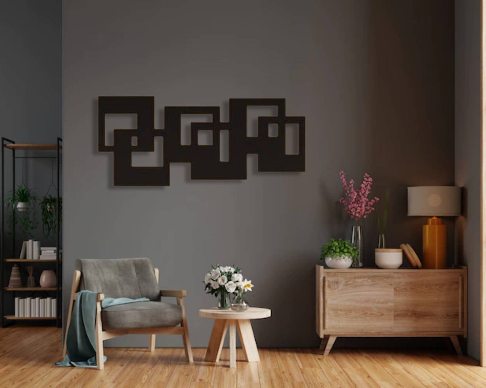 Black Metal Minimalist Wall Art Metal Abstract Geometric Sign - Etsy