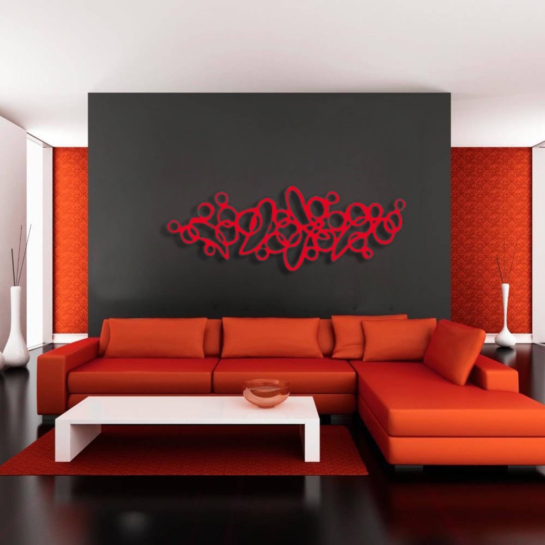 Red Metal Geometric Wall Hanging,red Metal Wall Decor,absract Wall ...