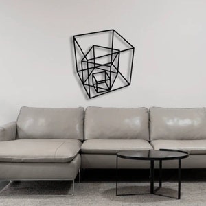 Cube in Cube Metal Wall Art, Geometric Metal Wall Art, 3d Cube Metal ...
