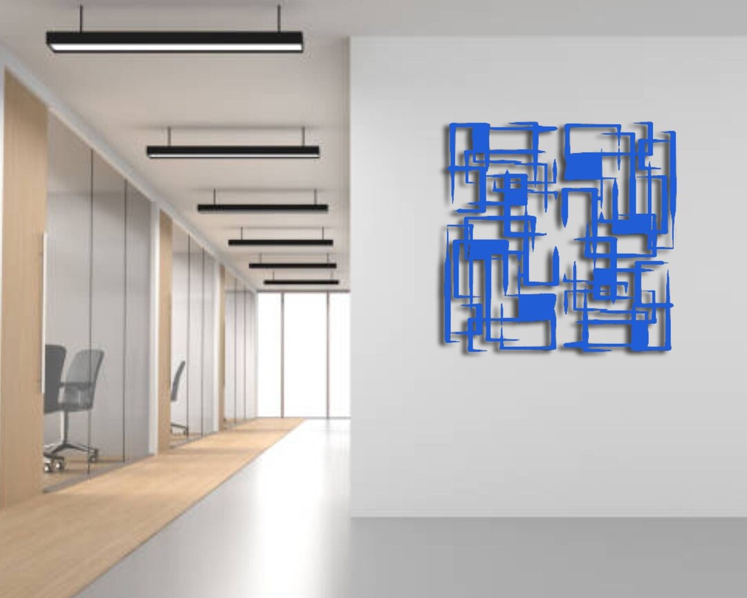 Set of Two Blue Metal Wall Hanging,blue Luxury Wall Decor,blue Metal ...