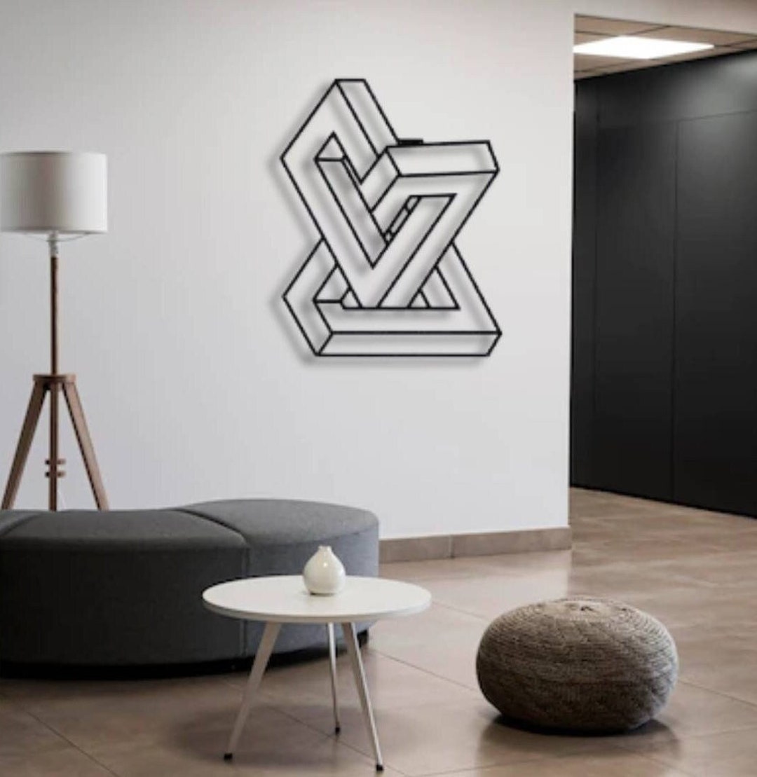 Metal Cube Sign Wall Hanging, Metal Cubic Wall Art, Minimalst Wall Art ...