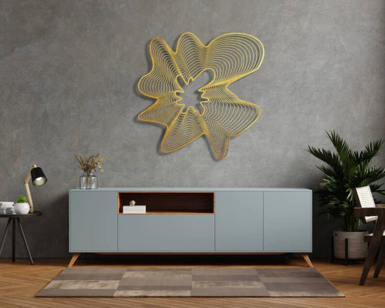 Golden Metal Irregular Wall Sculptureunique Wall - Etsy