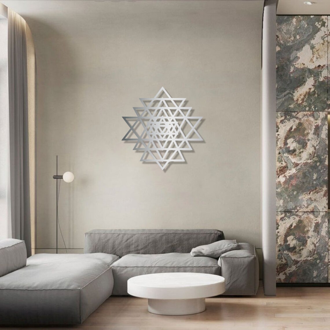 Geometric Metal Wall Art Metal Triangle in Triangle Sign for - Etsy