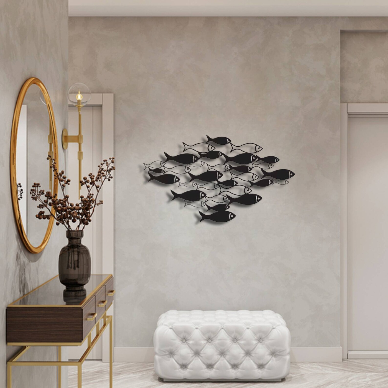 Fish Flock Metal Wall Sculpture,metal Fish Flock Sign for Wall Deco ...
