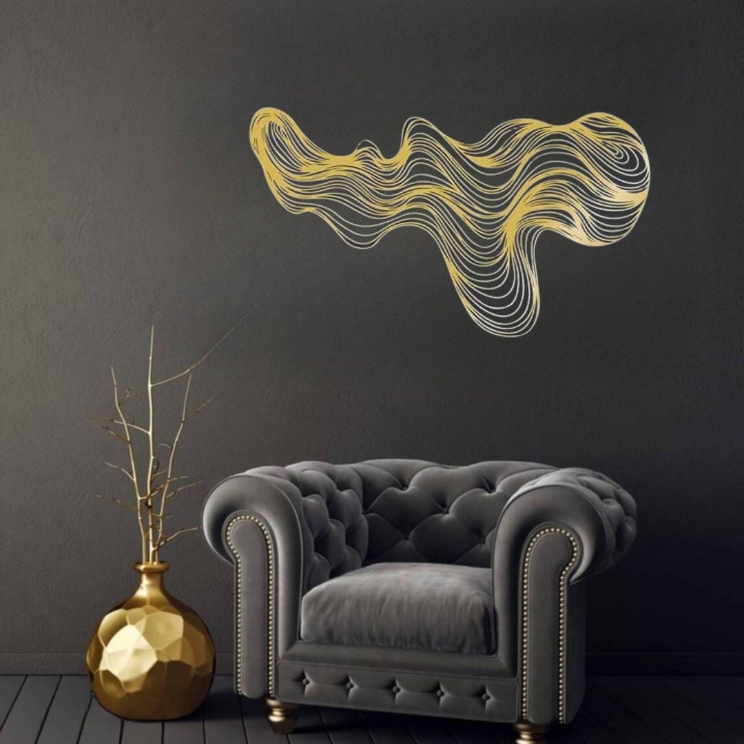 Gold Abstract Metal Wall Decor for Livingroom,large Modern Metal Wall ...