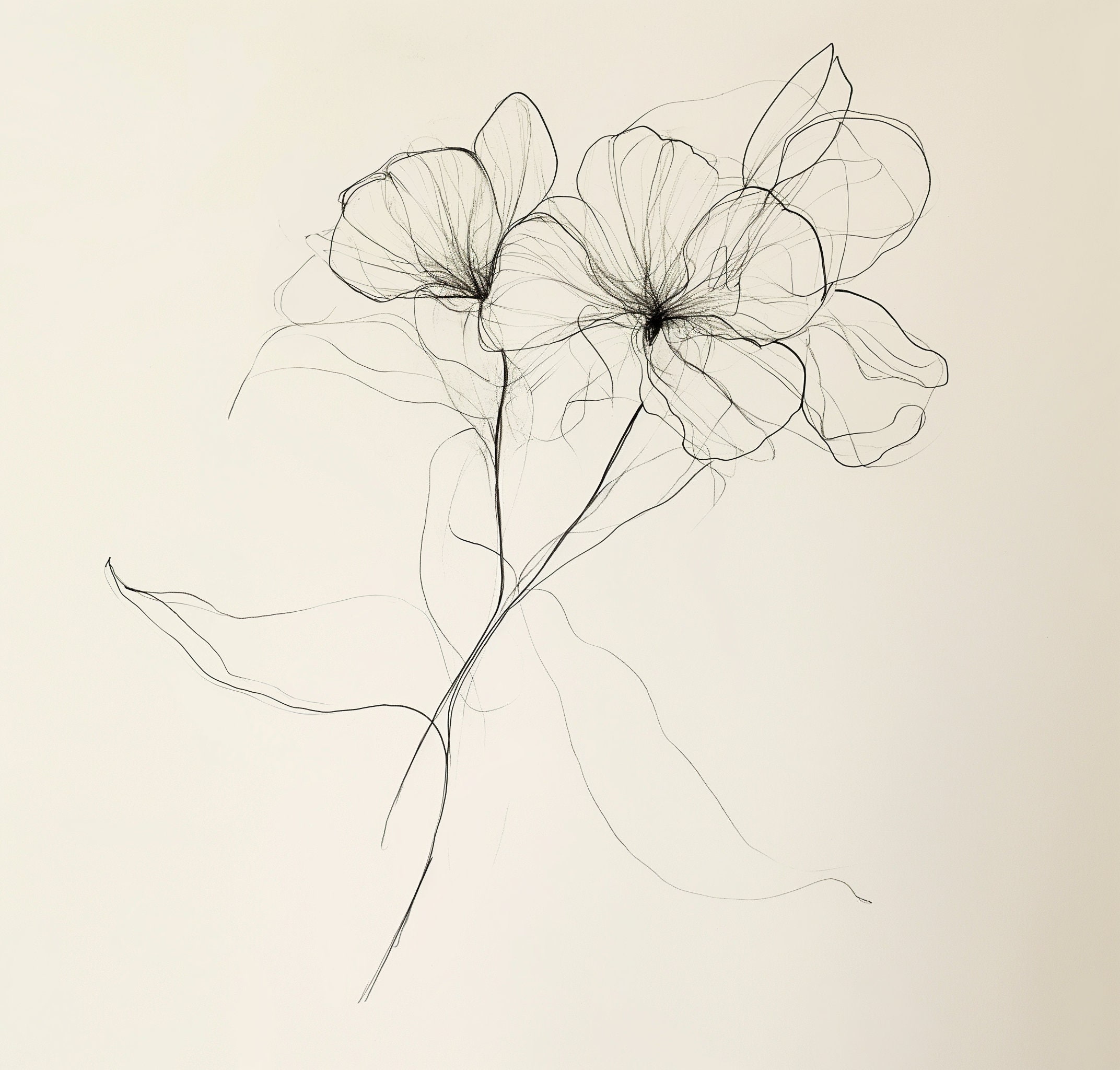 Line Art - High-resolution Botanical Print Set - Botanical Poster With ...