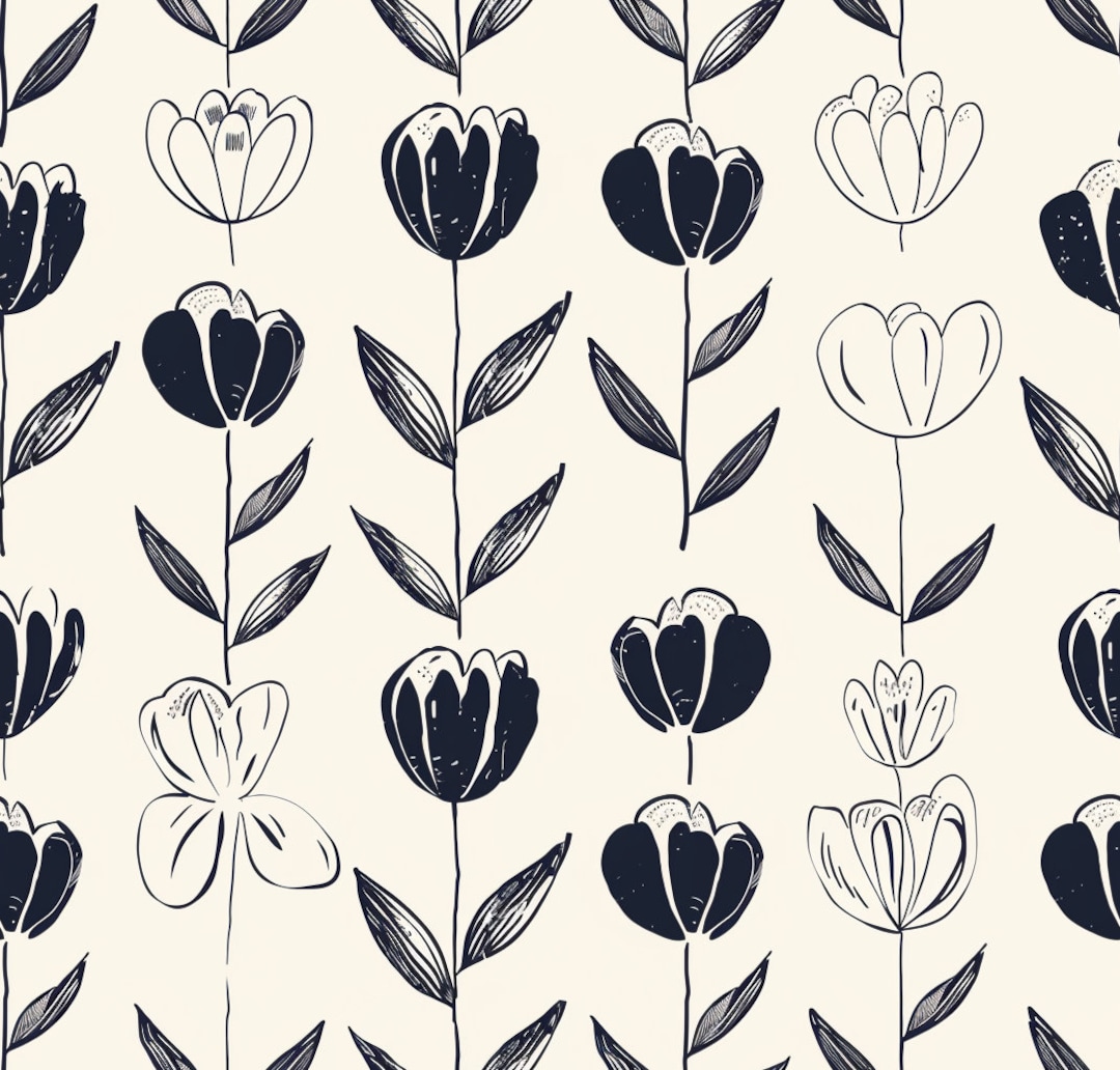 High-resolution Botanical Brush Print Tile Pattern V2 - Botanical ...
