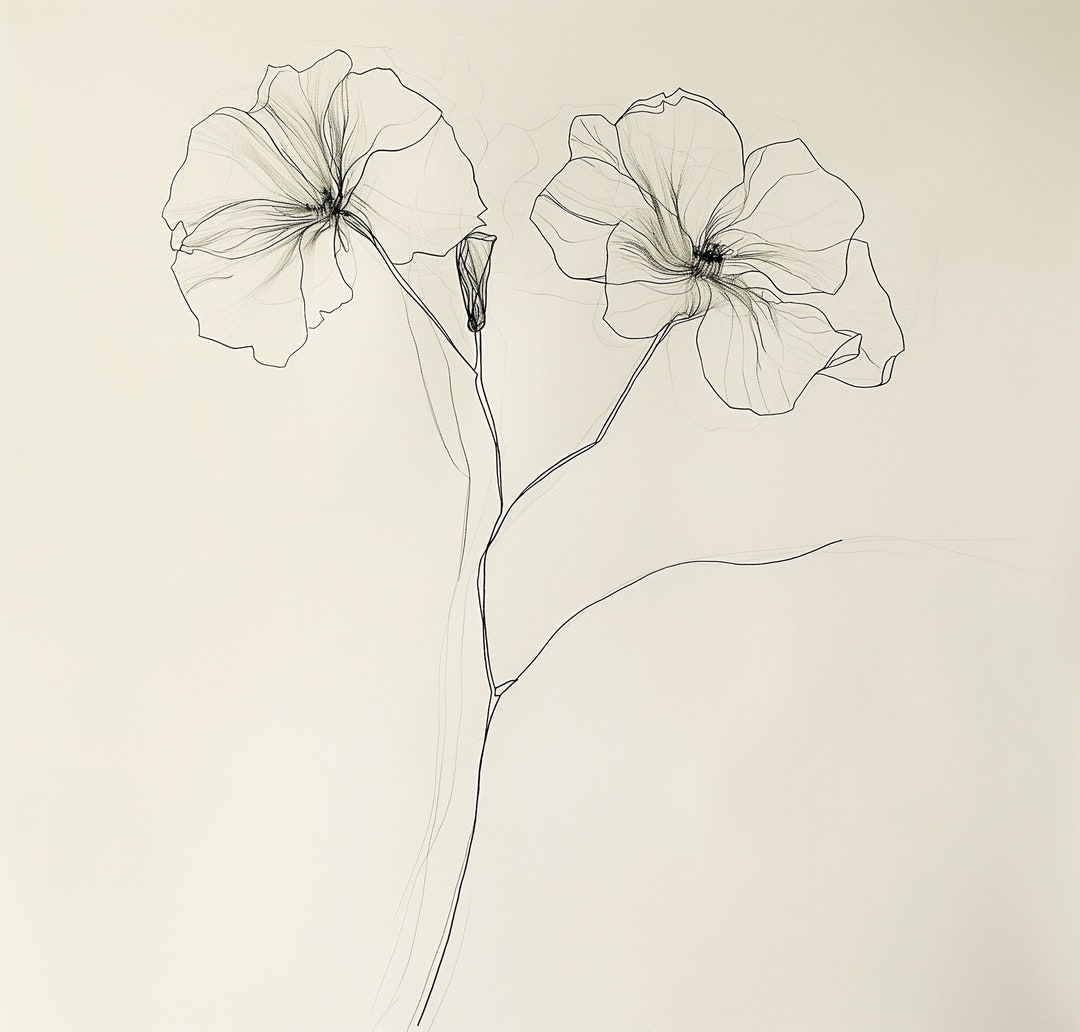 Line Art - High-resolution Botanical Print Set - Botanical Poster With ...