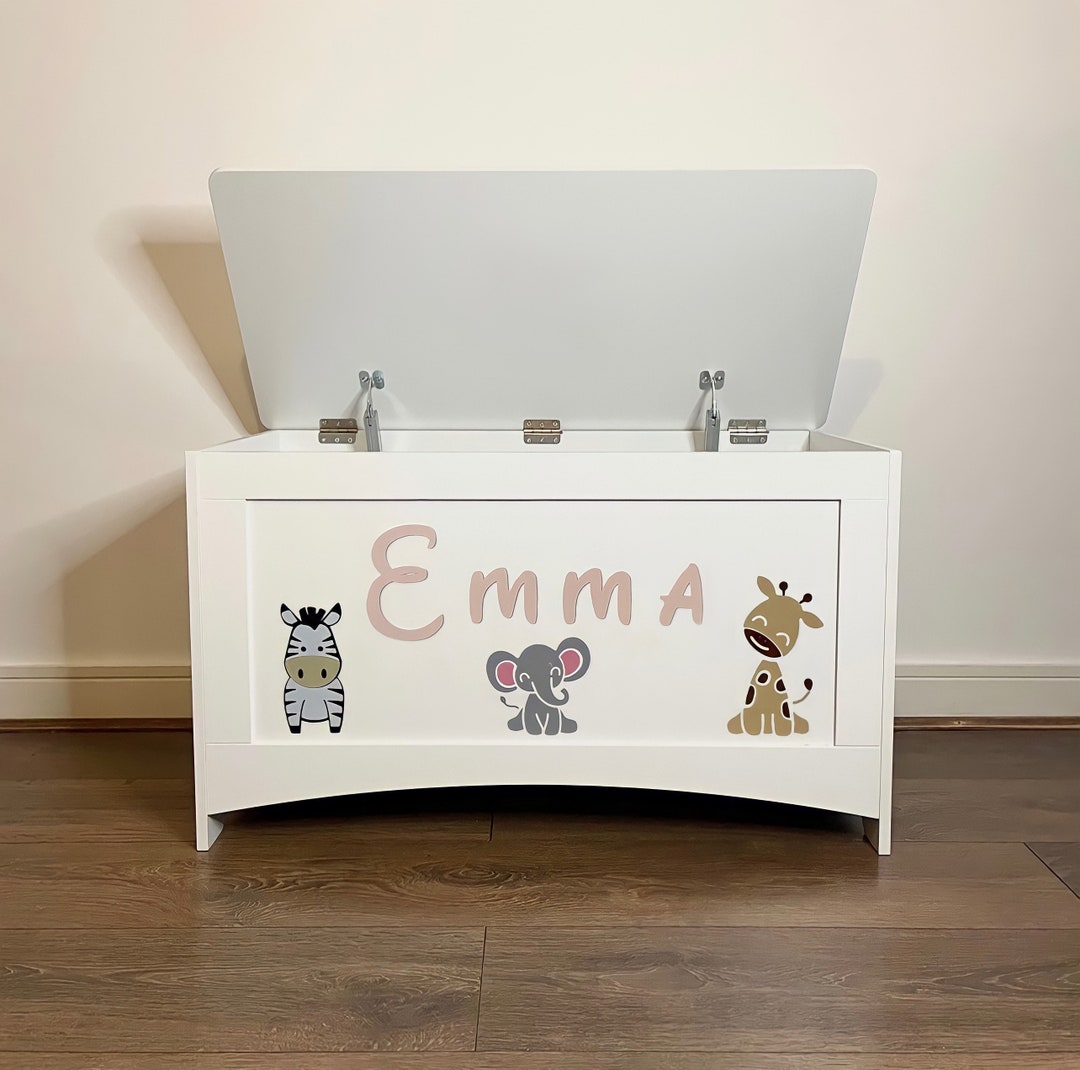 Personalised Toy Chest with safari animals toy box variety of designs ...